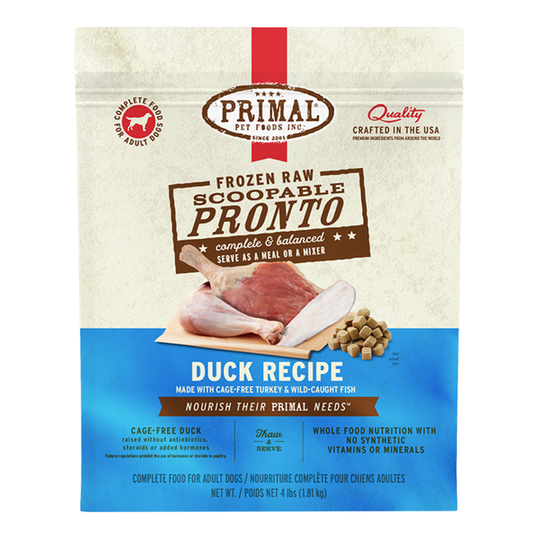 Primal Frozen Raw Pronto Duck Dog Food - Fresh Fur Pets Online
