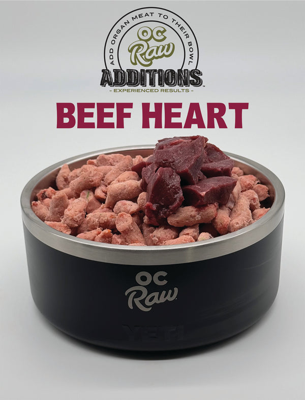 OC Raw Additions Frozen Raw Beef Hearts for Dogs - Fresh Fur Pets Online